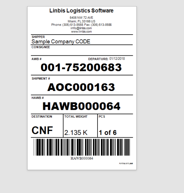 Linbis-Logistics-Software-AirShipment-Labels - Linbis Logistics Software