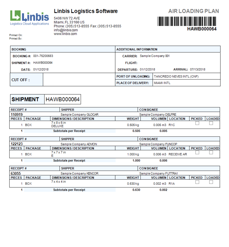 Linbis-Logistics-Software-AirShipment-LoadingPlan - Linbis Logistics Software