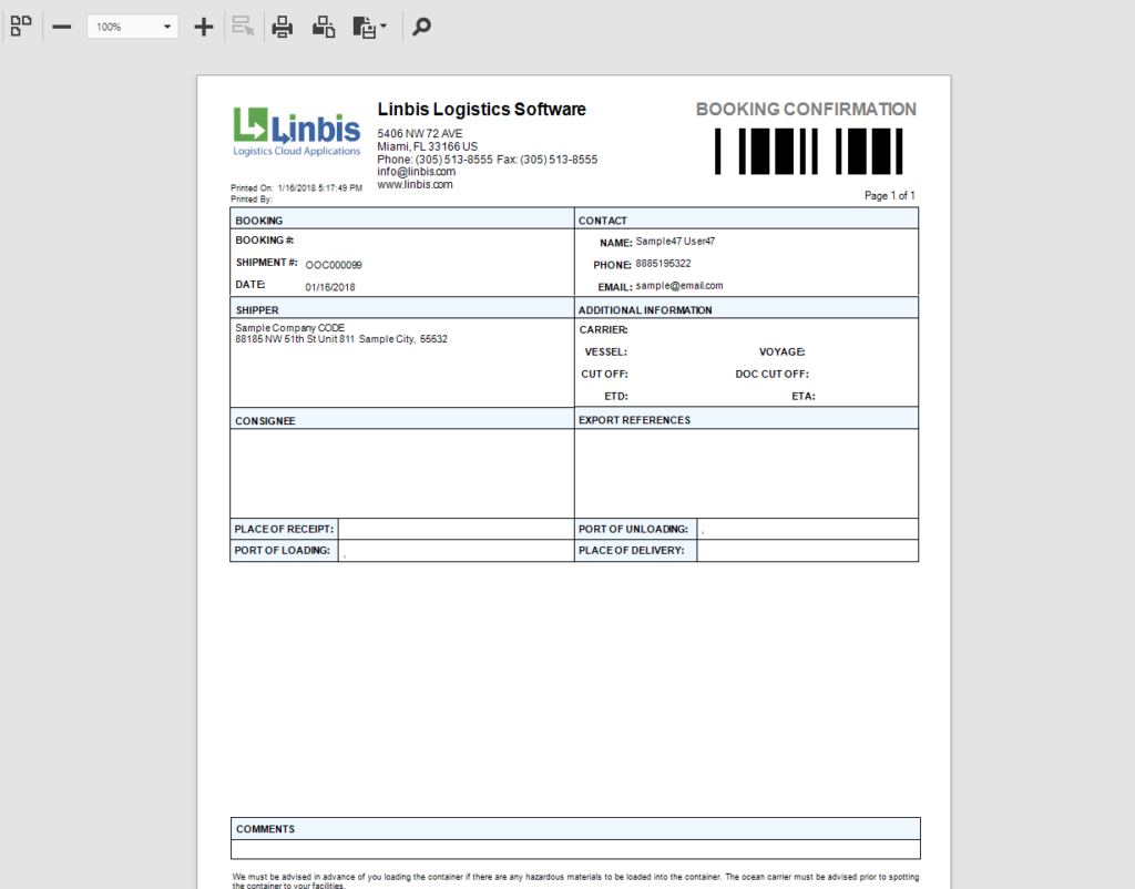Linbis-Logistics-Software-OceanShipment-BookingConfirmation - Linbis ...